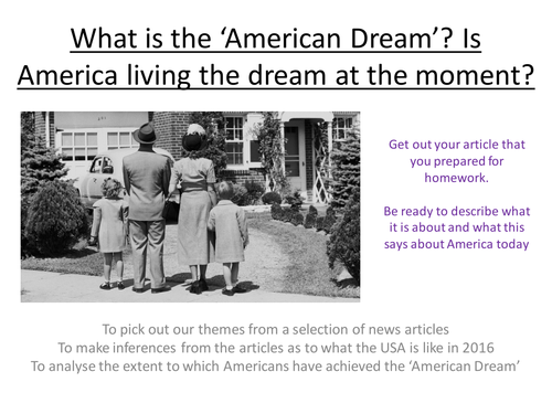 Edexcel A Level Paper 1 Option F: In search of the American Dream 1917 ...