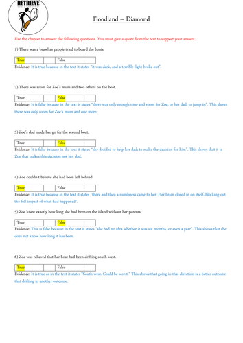 Whole Class Reading reources based on Fact Retrieval (book - Floodland ...