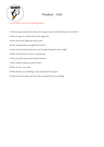 Whole Class Reading reources based on Fact Retrieval (book - Floodland ...