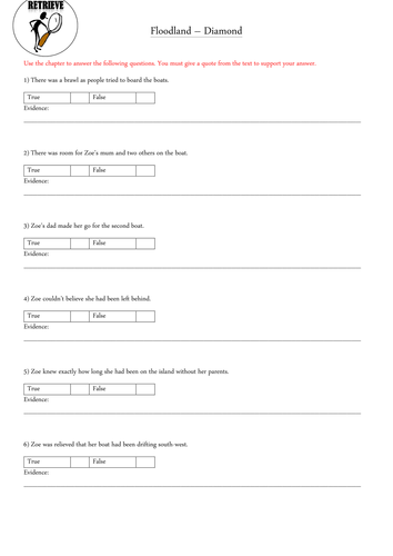 Whole Class Reading reources based on Fact Retrieval (book - Floodland ...