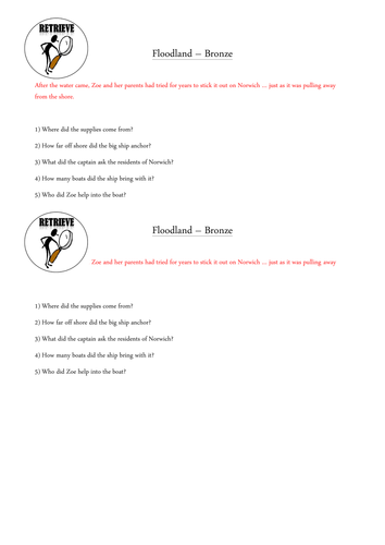 Whole Class Reading reources based on Fact Retrieval (book - Floodland ...