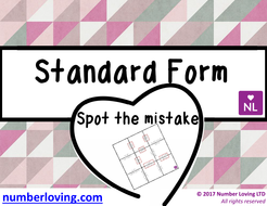 Standard Form Spot the Mistake Worksheet by NumberLoving | Teaching ...