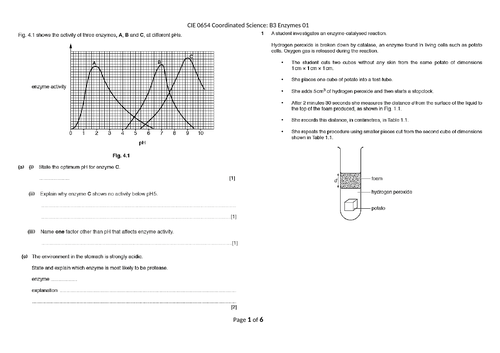 Igcse Coordinated Science B4 Enzymes Teaching Resources