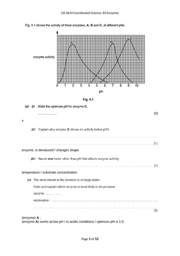 Igcse Coordinated Science B4 Enzymes Teaching Resources