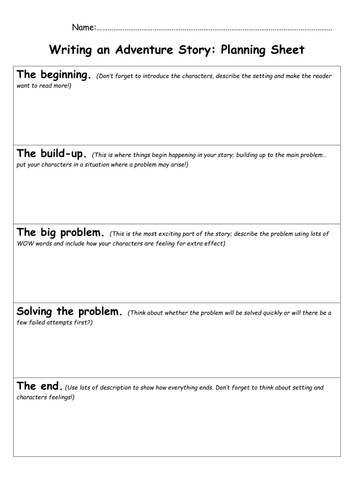 Adventure story planning sheet KS2 | Teaching Resources