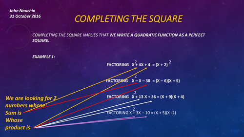 Completing the square | Teaching Resources