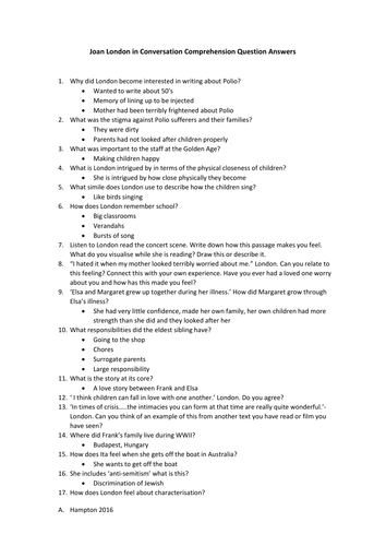 VCE English The Golden Age Joan London Video and Questions | Teaching ...