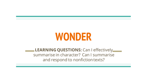Wonder - Scheme of Work and Assessments | Teaching Resources