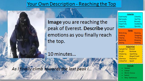 Climbing Mount Everest Descriptive Writing - Complete Lesson + Quiz ...