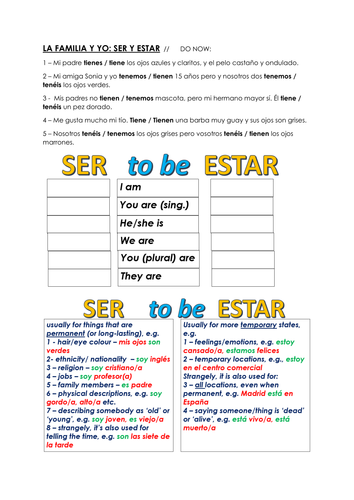 KS4 Spanish - Family and self / 'Ser' and 'estar' / Me llevo con ...