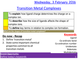 Transition Metal Complexes | Teaching Resources