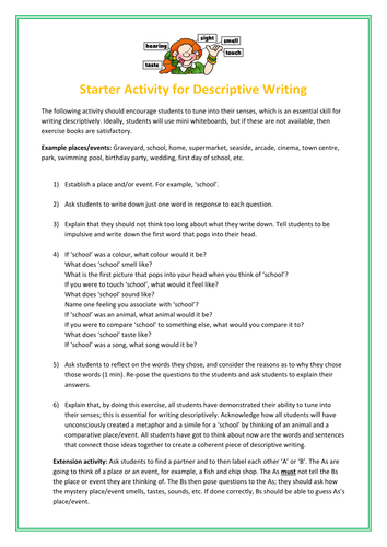 KS3 Descriptive Writing - Writing to Describe Lesson - Creative, Fun ... KS3 Descriptive Writing - Writing to Describe Lesson - Creative, Fun ...