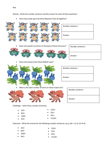 Pokemon multiplication | Teaching Resources