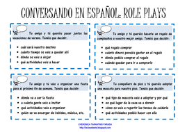 Role Play cards with prompts for conversation practice in Spanish ...