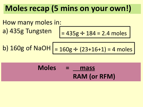 Moles calculations & Titration calculations | Teaching Resources Moles calculations & Titration calculations | Teaching Resources