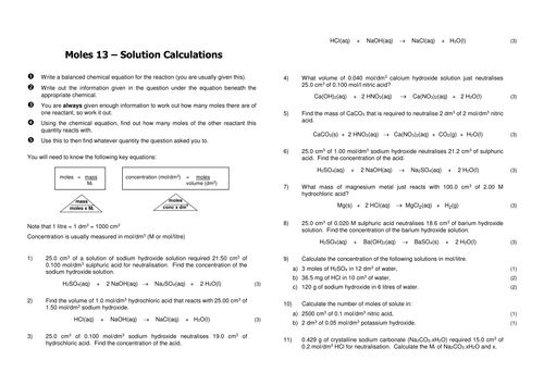 Moles calculations & Titration calculations | Teaching Resources Moles calculations & Titration calculations | Teaching Resources