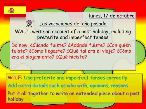 Las vacaciones del año pasado | Teaching Resources