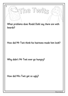 THE TWITS teaching pack- worksheets, activities, display materials ...