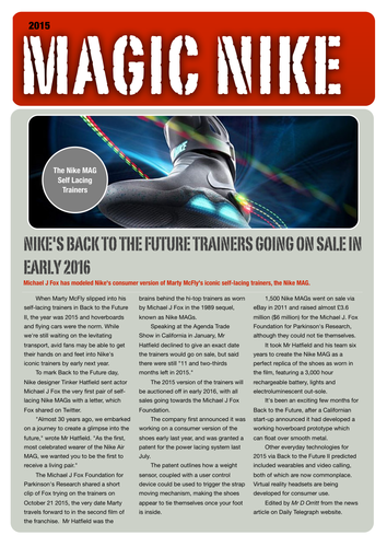 Back to the Future - Activities and comprehensions - Newspapers ...