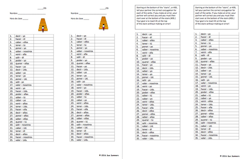 Spanish Future Tense Verbs Pair Work Las Escaleras Activity and Quiz ...