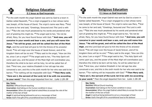 AQA, GCSE Religious Studies B, NEW Spec. B: Catholic Christianity, Incarnation Unit | Teaching ...