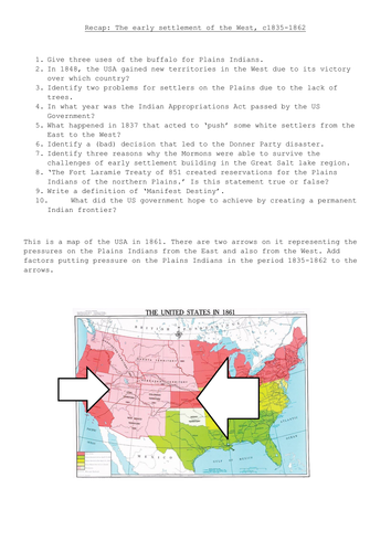 EdExcel 1-9 History 2016 - American West - 1. The early settlement of ...