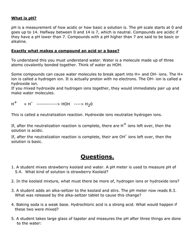 AQA C5 new curriculum 2016-17 Neutralisation and the pH scale ...