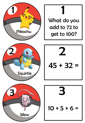 Pokemon Addition Year 3 | Teaching Resources