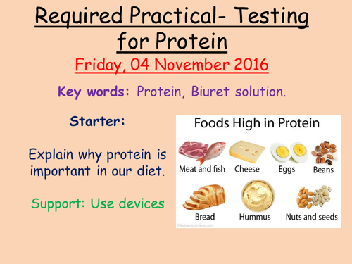 AQA- Organisation- Required Practical- Food Tests | Teaching Resources
