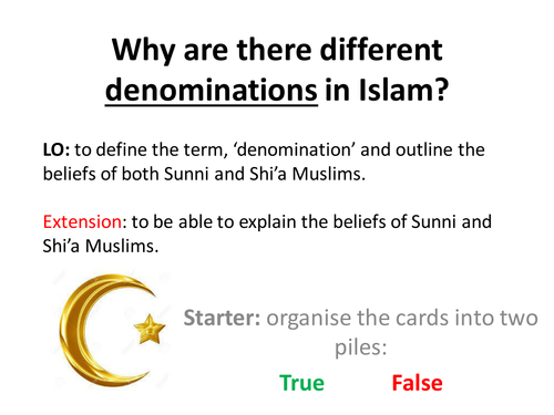 The denominations of Islam: Sunni and Shi'ah Muslims (NEW SPEC AQA ...