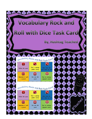 Vocabulary Rock and Roll Through Dice Task Card Activity | Teaching ...