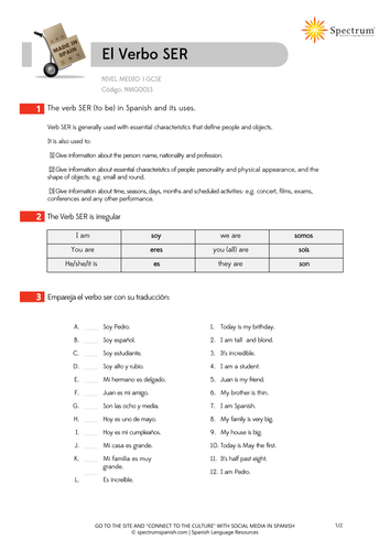 Verbo Ser Worksheet 867521 | Verbo Ser | Ana Soares | LiveWorksheets