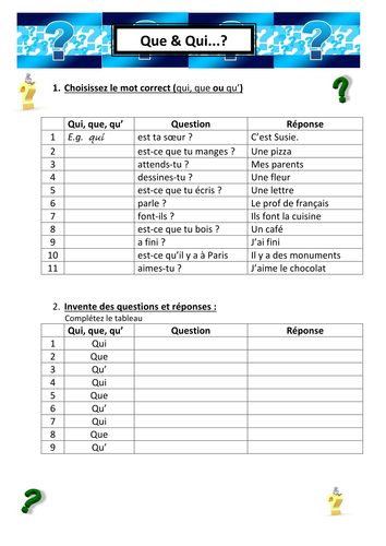 Questions in French- Bundle | Teaching Resources