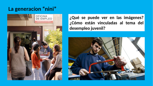 Spanish A Level los ninis y el paro: youth unemployment in Spain ...