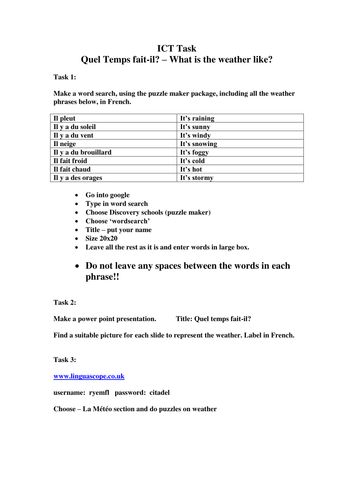 The weather in French - 3 resources | Teaching Resources