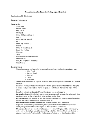 'Davey the Donkey' KS1 & KS2 primary Christmas show play script by ...
