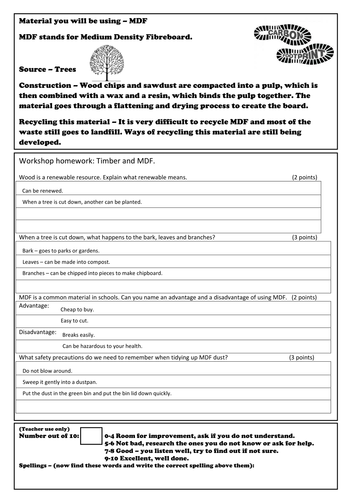 2 workshop based homework sheets and answer sheets. | Teaching Resources