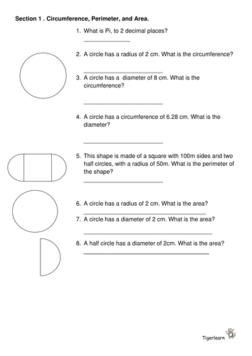 Assessment paper - circumference, perimeter, volume, area word problems ...
