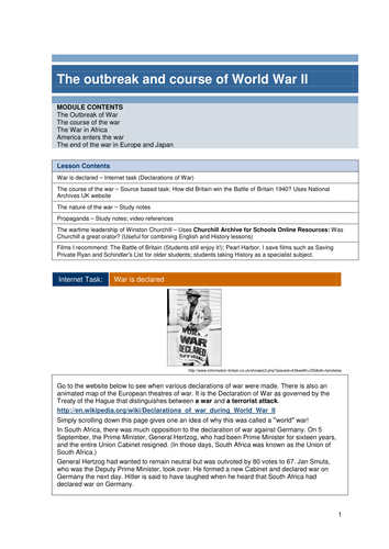 The outbreak and course of world war 2 | Teaching Resources