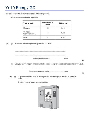 Energy (Year 10 content) new AQA 2016- GCSE | Teaching Resources