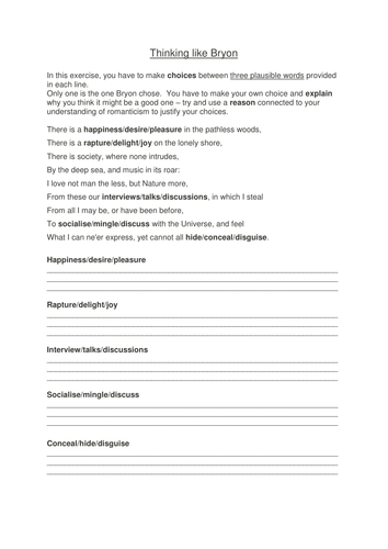 Thinking Like Byron - Language Choice | Teaching Resources