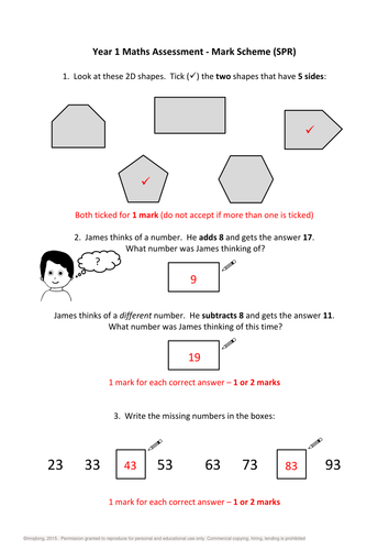 Year 1 Maths Assessment and Tracking (SPRING) | Teaching Resources