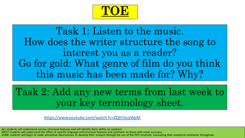 AQA English AO2 Language and Structure analysis- War of the Worlds ...