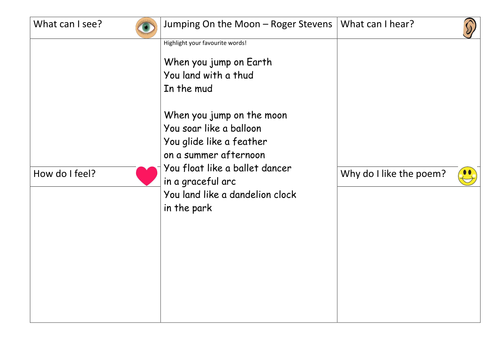 Poetry planning based around space and the moon landing for year 2 ...