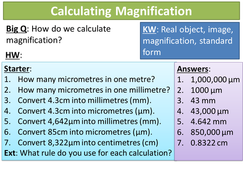 NEW AQA GCSE Cells 8 Calculating Magnification | Teaching Resources NEW AQA GCSE Cells 8 Calculating Magnification | Teaching Resources