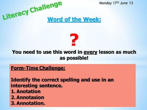 LITERACY: word of the week | Teaching Resources