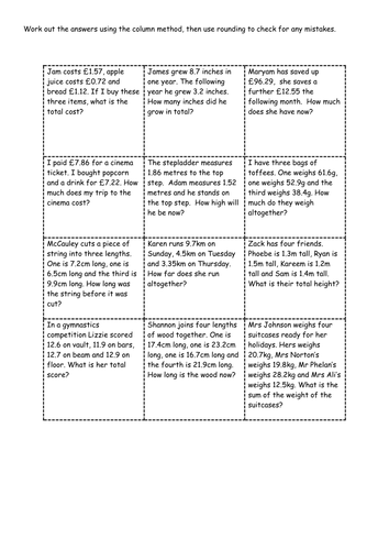 KS2 - Using rounding to estimate and check addition and subtraction ...