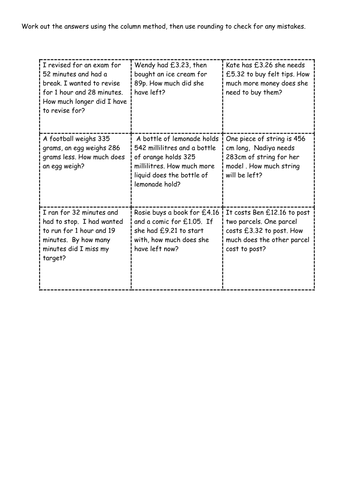 KS2 - Using rounding to estimate and check addition and subtraction ...