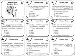 Context Clues Task Cards | Teaching Resources