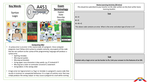 Syntax And Logic Errors Teaching Resources 